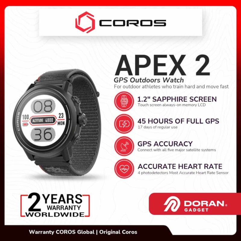 Jual Coros Apex 2 GPS Outdoor Watch - Black | Doran Gadget