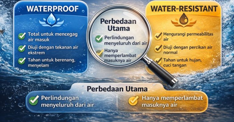 7 Perbedaan Waterproof dan Water Resistant, Jangan Salah Pilih!